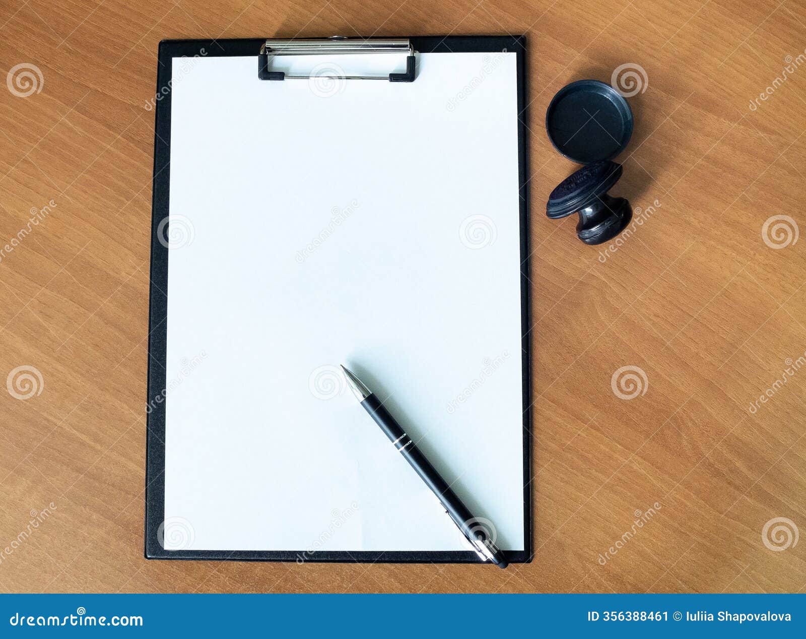 Paper Tablet with Pen and Blank Sheet. Stamp Stock Image - Image of ...