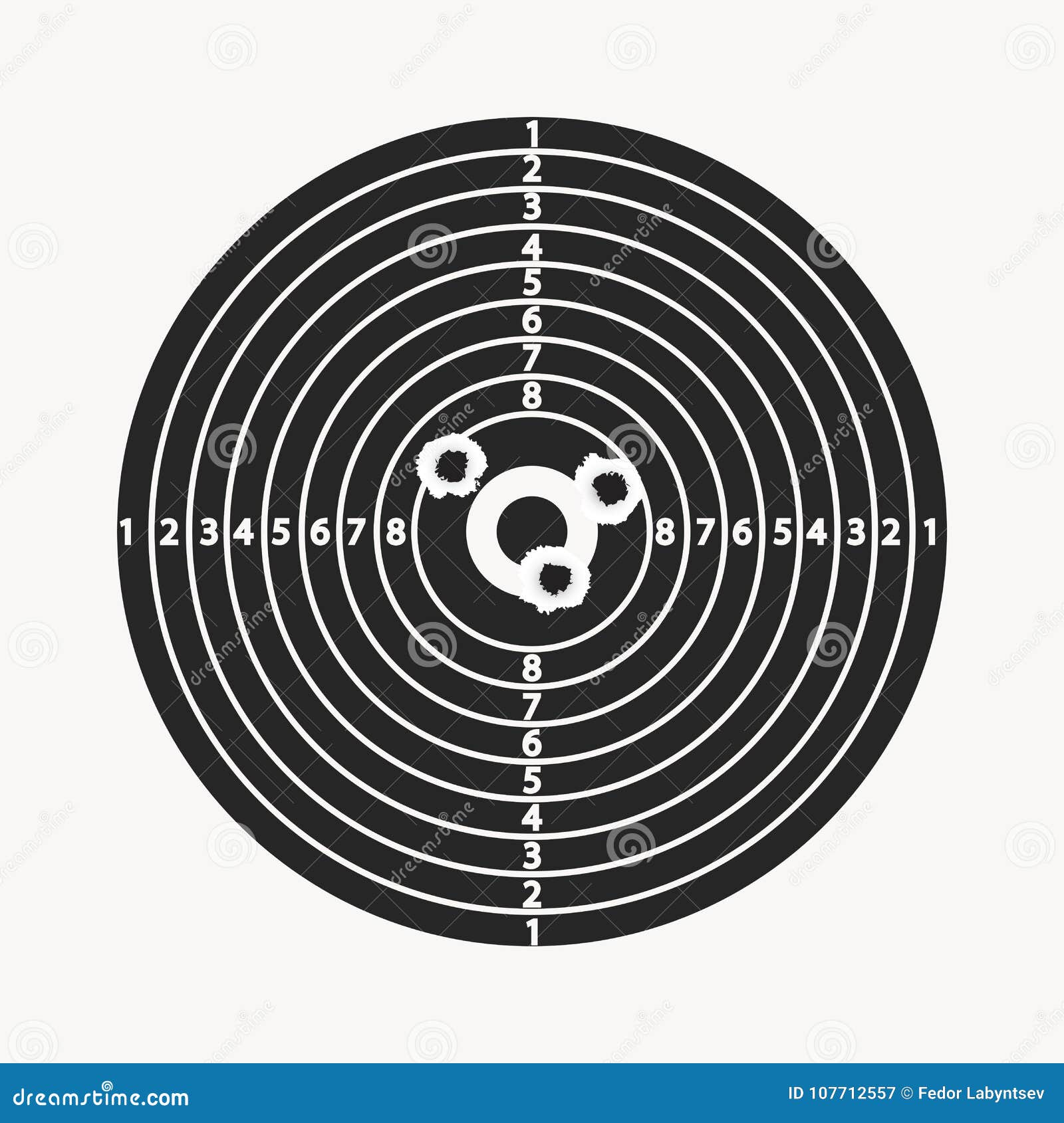 Paper Target with Precise Hits in the Center Vector Illustration Stock ...