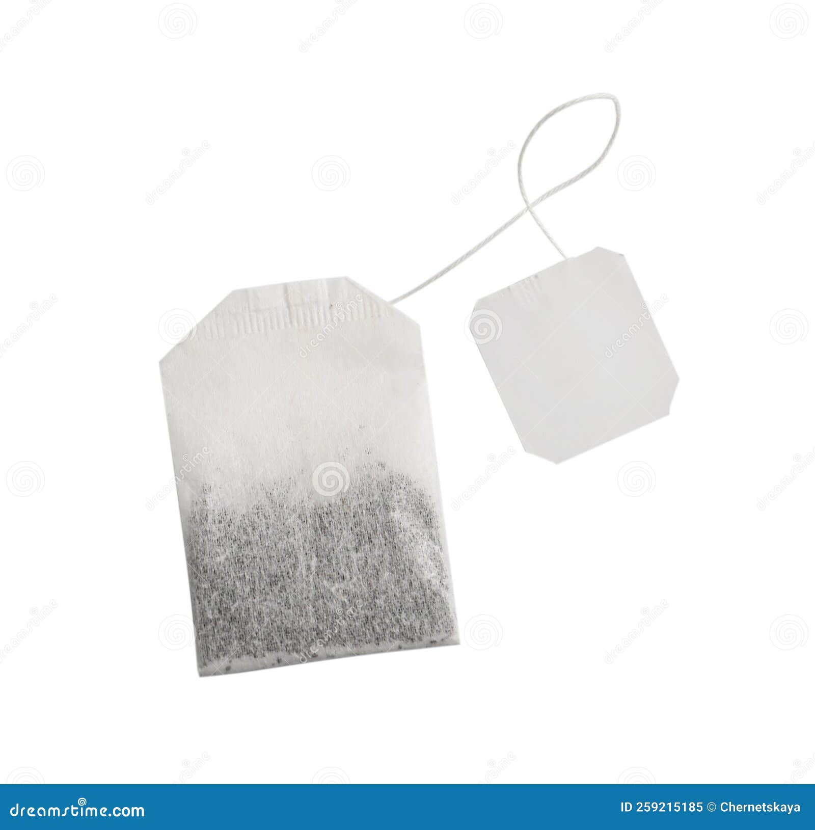 Paper Tea Bag with Tag Isolated on White, Top View Stock Image - Image ...