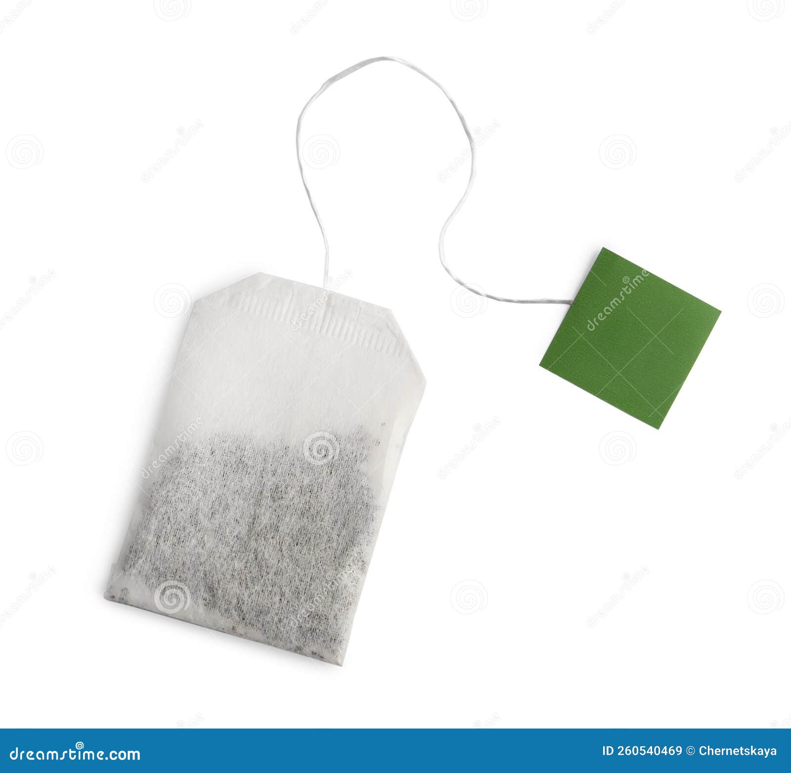 Paper Tea Bag with Tag Isolated on White, Top View Stock Image - Image ...
