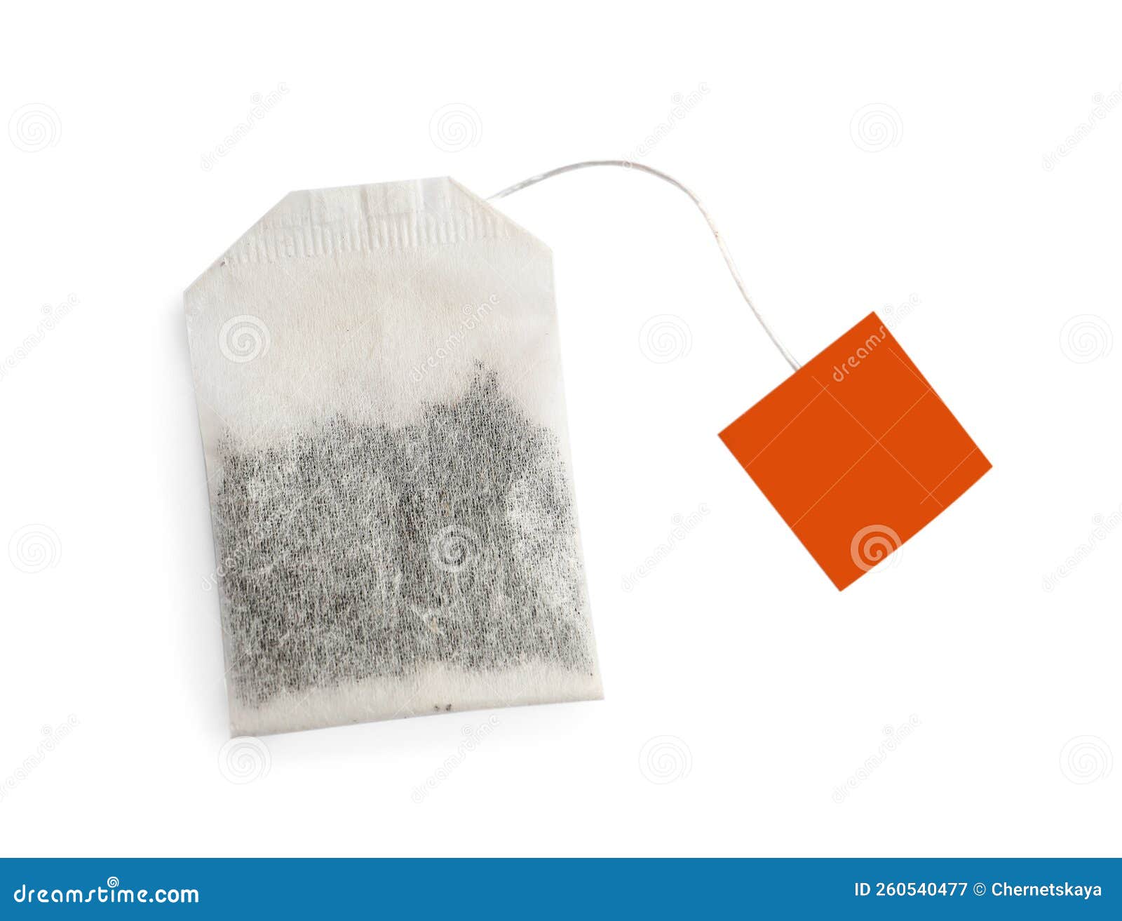 Paper Tea Bag with Tag Isolated on White, Top View Stock Image - Image ...
