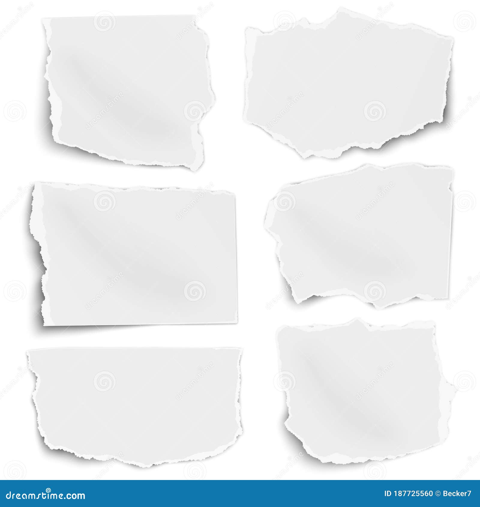 Vector Paper Tears of Different Shapes Set Isolated on White Background ...