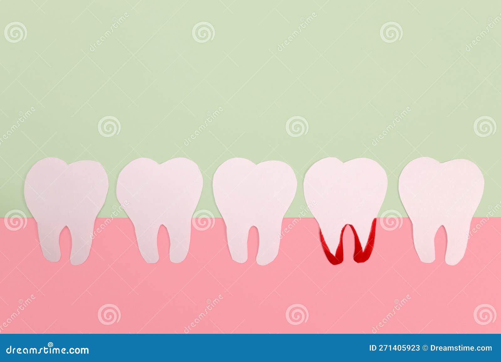 Paper Teeth with Root Inflammation, Dental Care Concept, Dental ...
