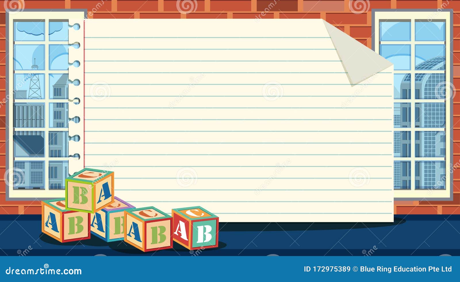 Paper Template with Alphabet Blocks on the Floor Stock Vector ...