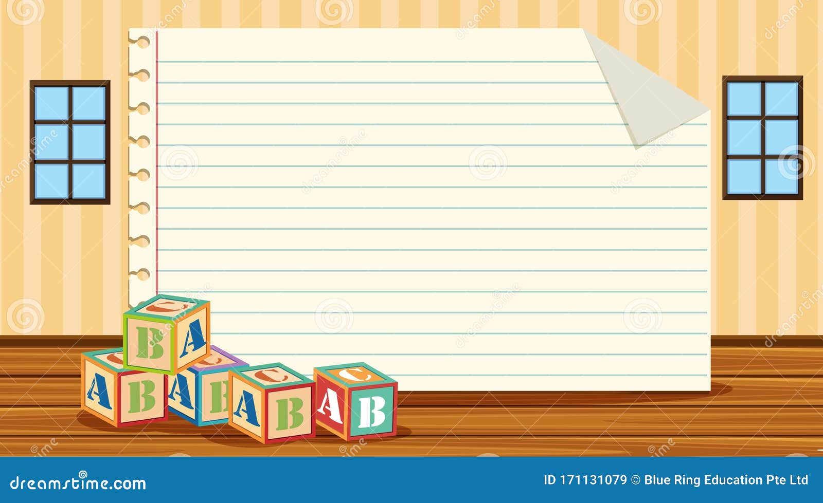 Paper Template with Alphabet Blocks Stock Illustration - Illustration ...