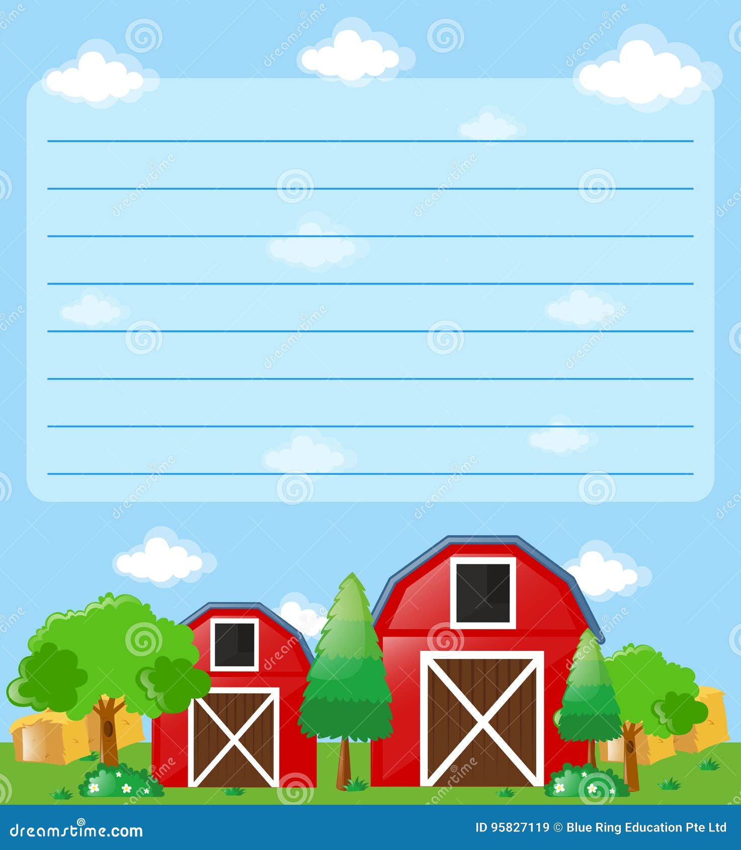 Paper Template with Barns in the Farm Stock Vector - Illustration of ...