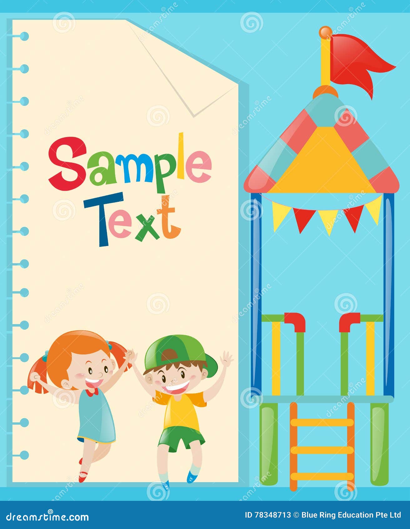 Paper Template with Kids and Playground Stock Vector - Illustration of ...