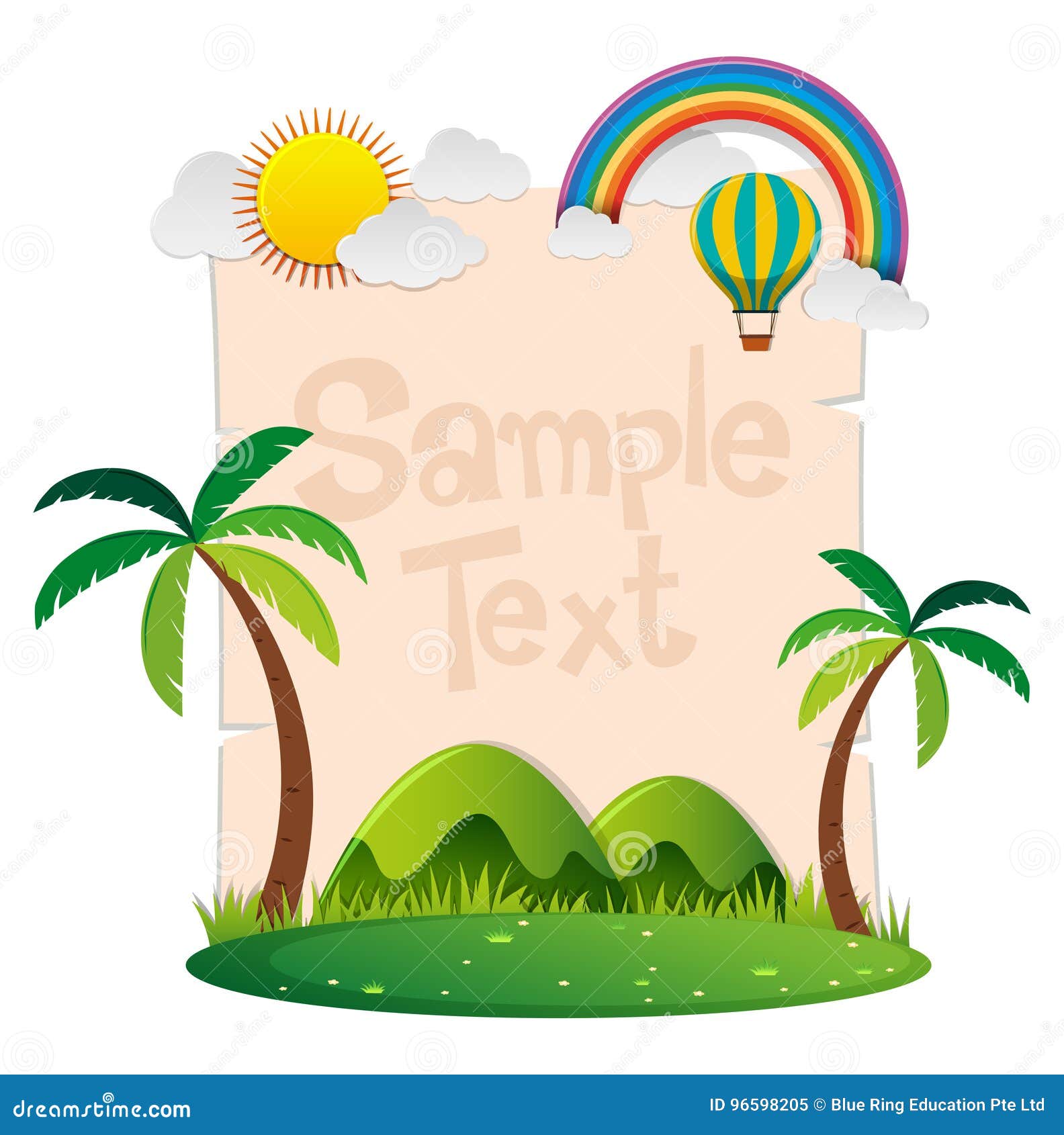 Paper Template with Park and Rainbow Stock Vector - Illustration of ...