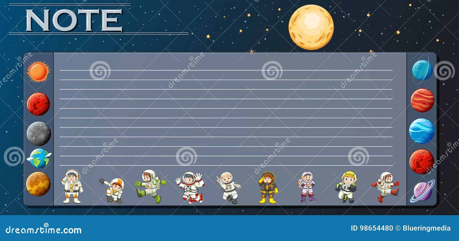 Paper Template with Planets in Universe Stock Vector - Illustration of ...