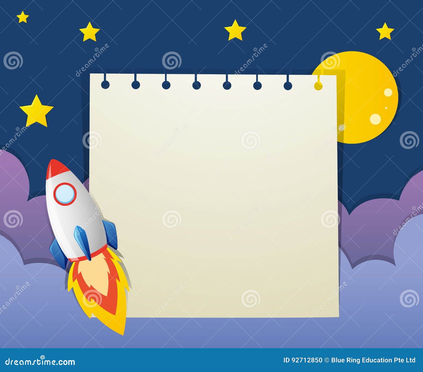 Paper Template with Rocket in Space Stock Illustration - Illustration ...