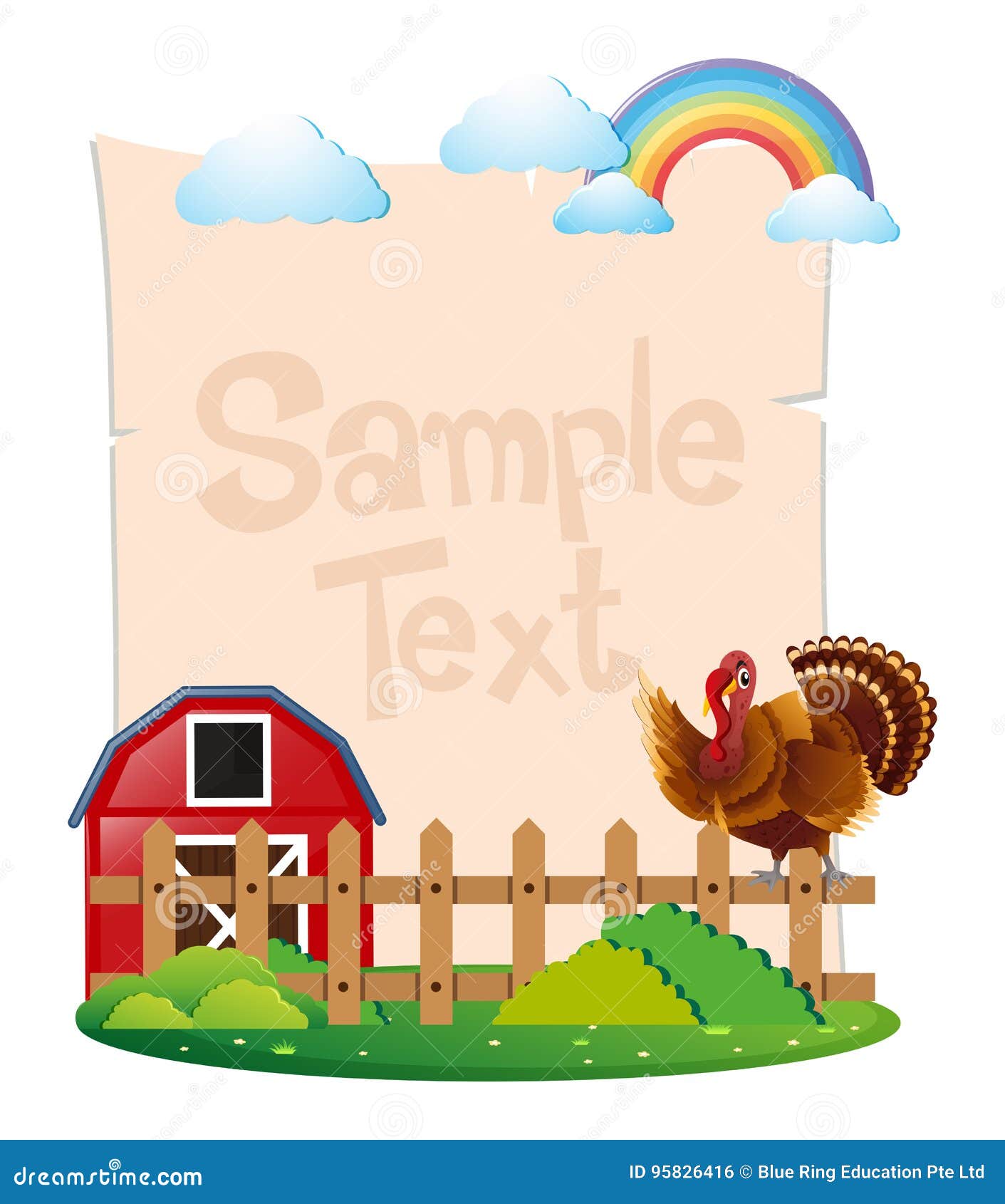 Paper Template with Turkey in the Farm Stock Vector - Illustration of ...