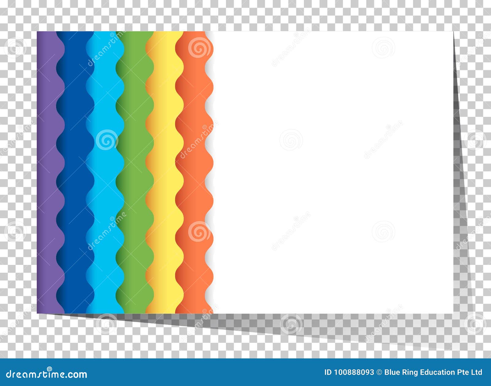 Paper Template with Wavy Rainbow on Side Stock Vector - Illustration of ...