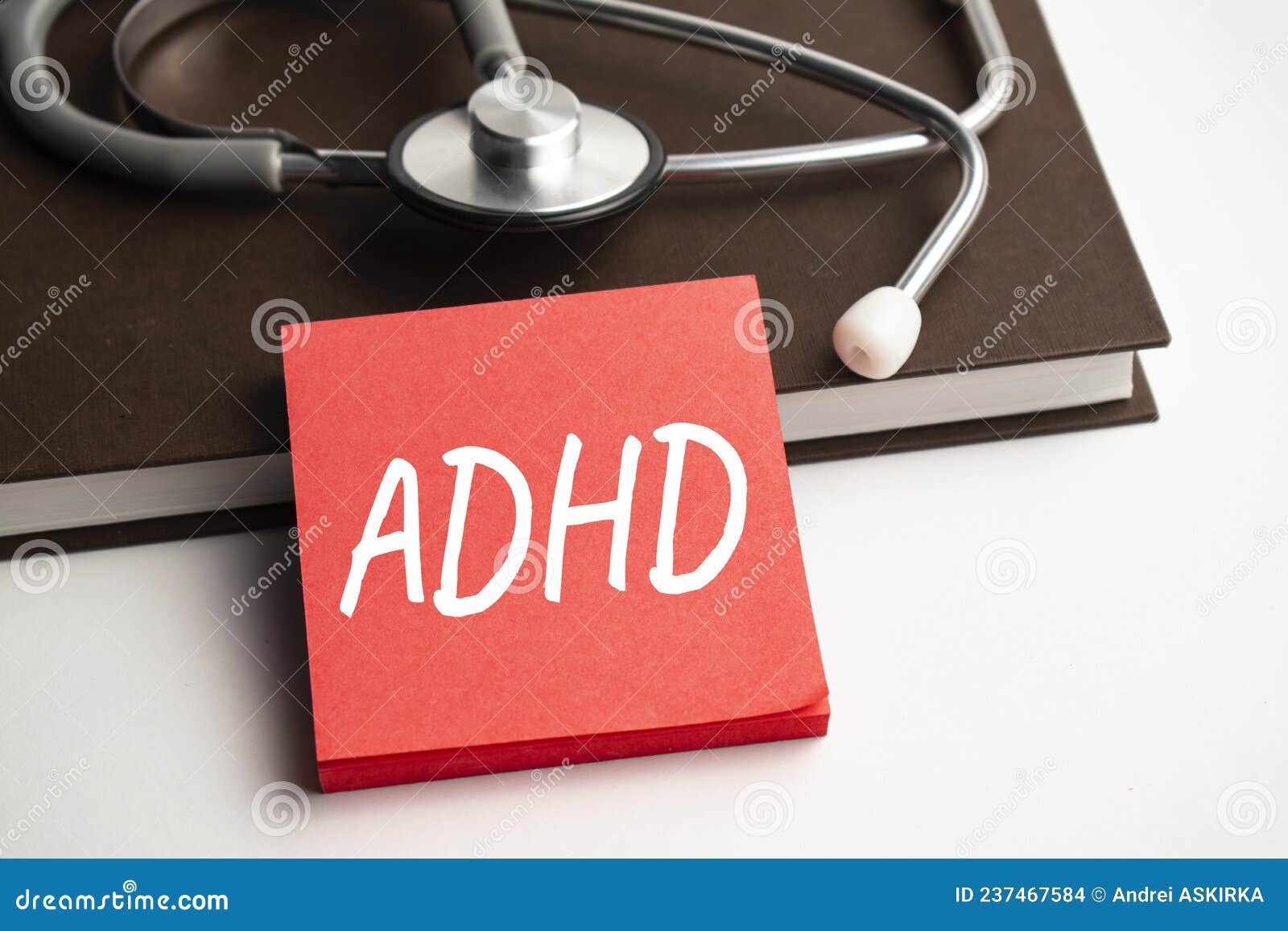 Paper with Text ADHD on Blue Background with Stethoscope and Pills ...