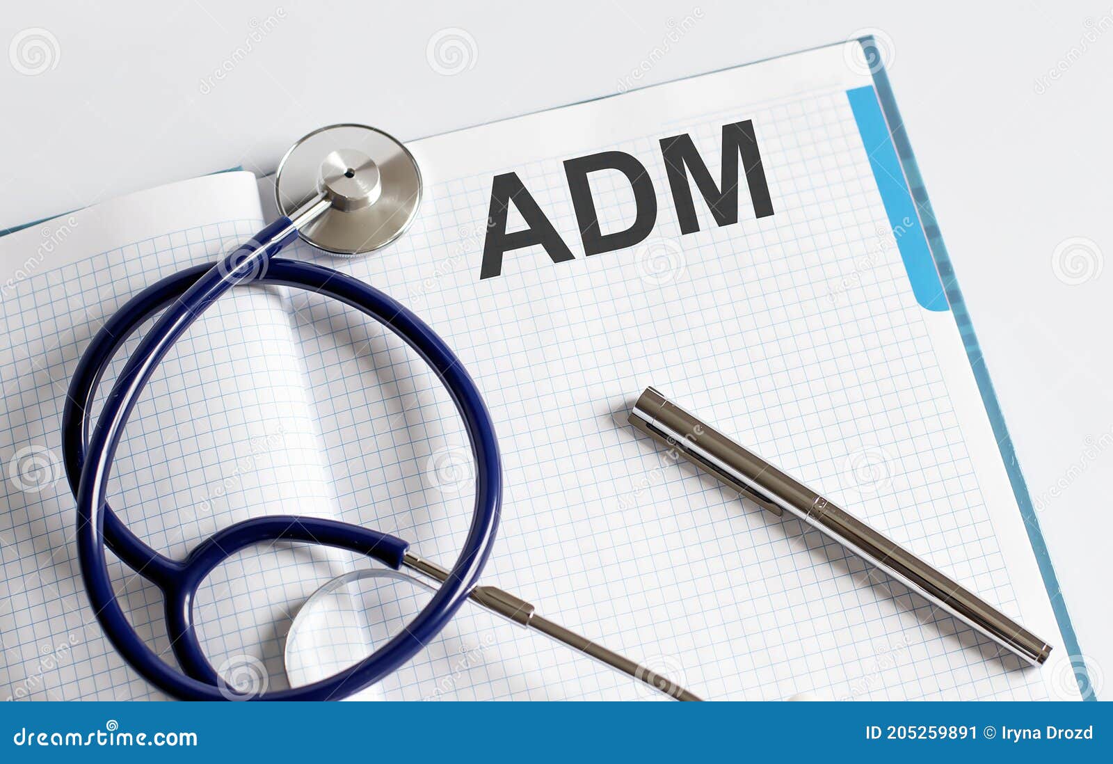 Paper with Text ADM on Table with Stethoscope Stock Image - Image of ...
