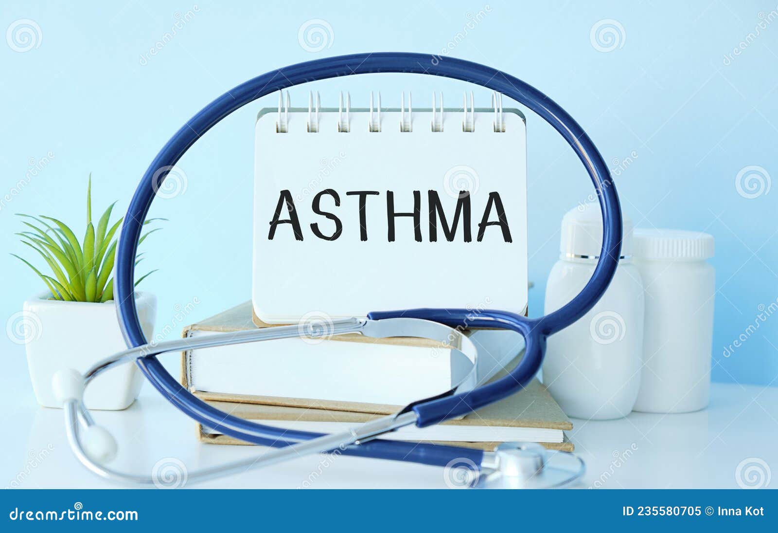 Paper with Text ASTHMA on a Table with Stethoscope. Stock Image - Image ...