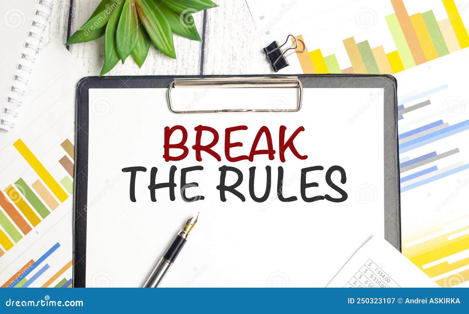 Paper with Text BREAK the RULES on the Table on the Chart Stock Image ...