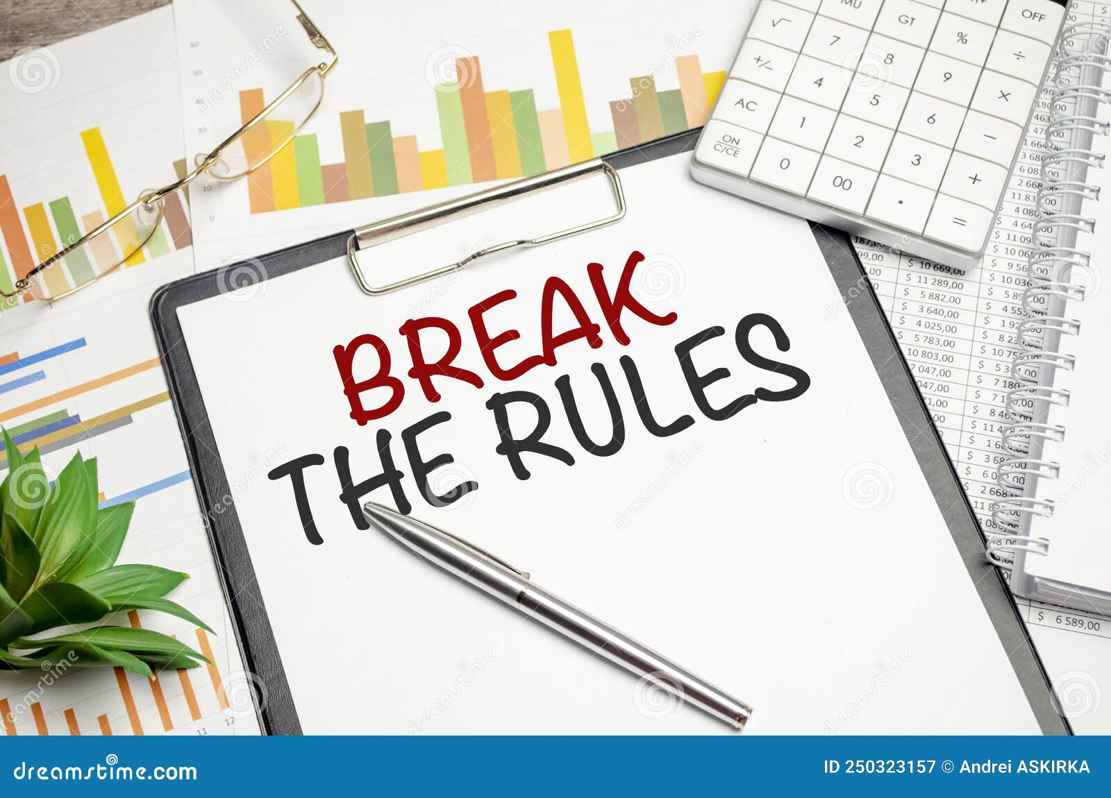 Paper with Text BREAK the RULES on the Table on the Chart Stock Image ...