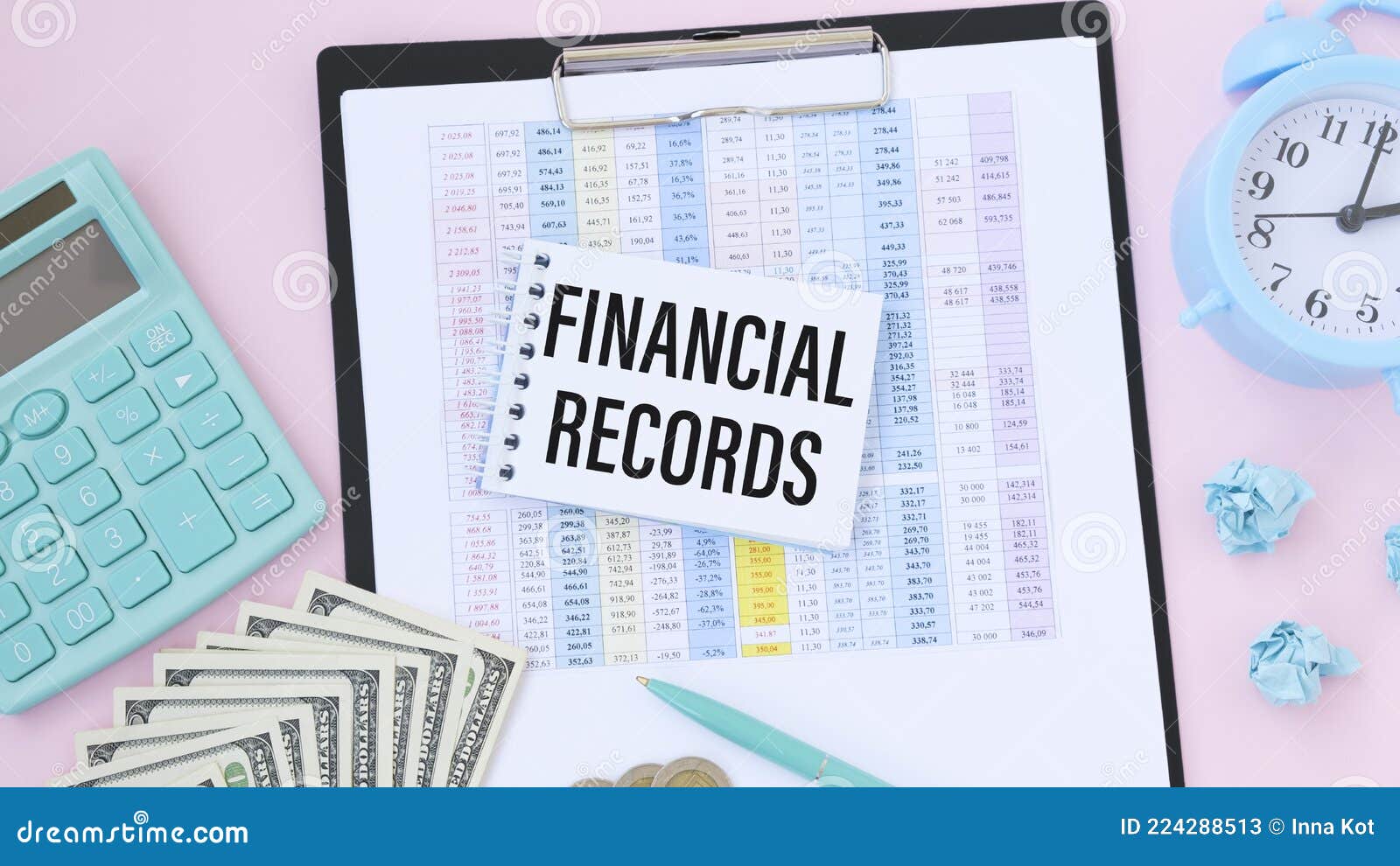 Paper with Text Financial Records on a Financial Stock Image - Image of ...