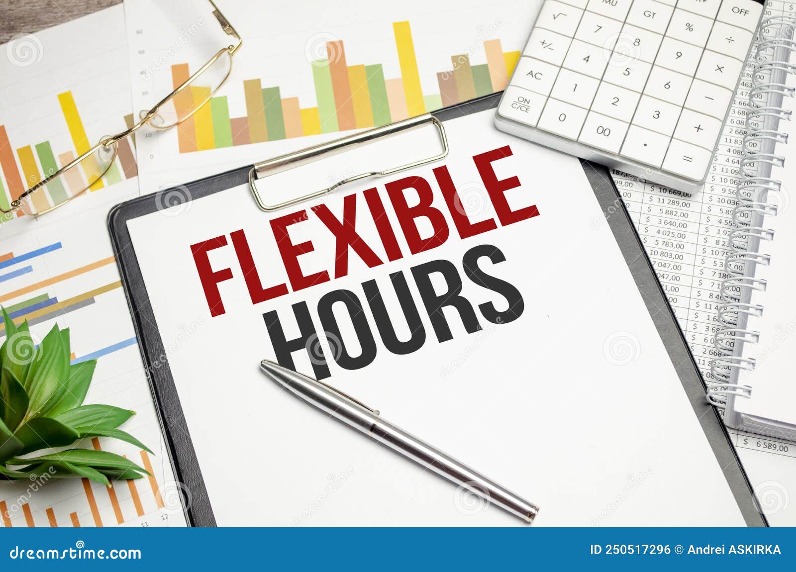 Paper with Text FLEXIBLE HOURS on the Table on the Chart Stock Photo ...