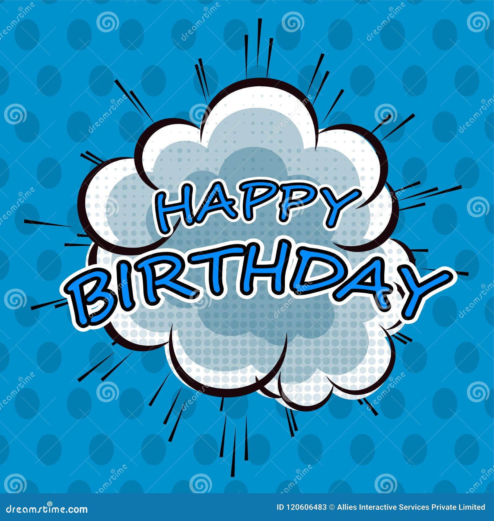Paper Text Happy Birthday on Cloud and Blue Background. Stock ...