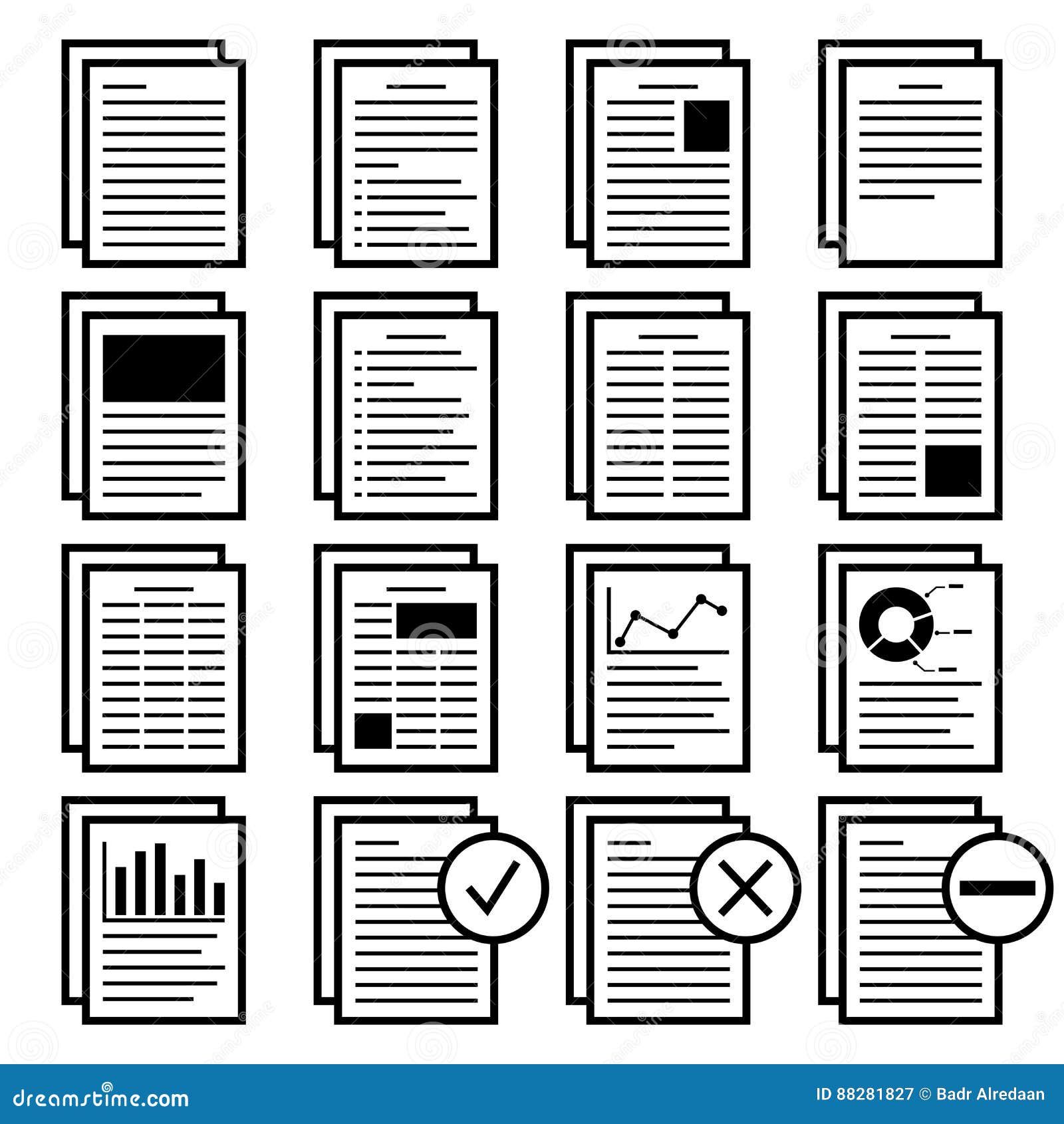 Paper with Text Icon with a Variety of Layout. Vector Illustration ...