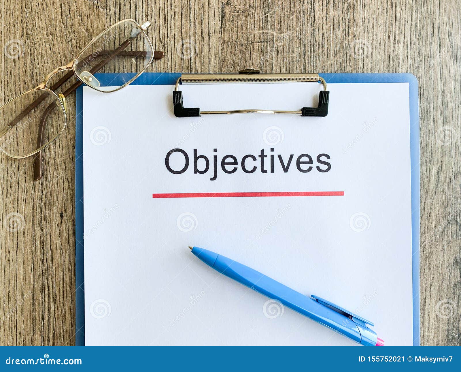 Paper with Text Objective on Wood Table Stock Image - Image of analysis ...