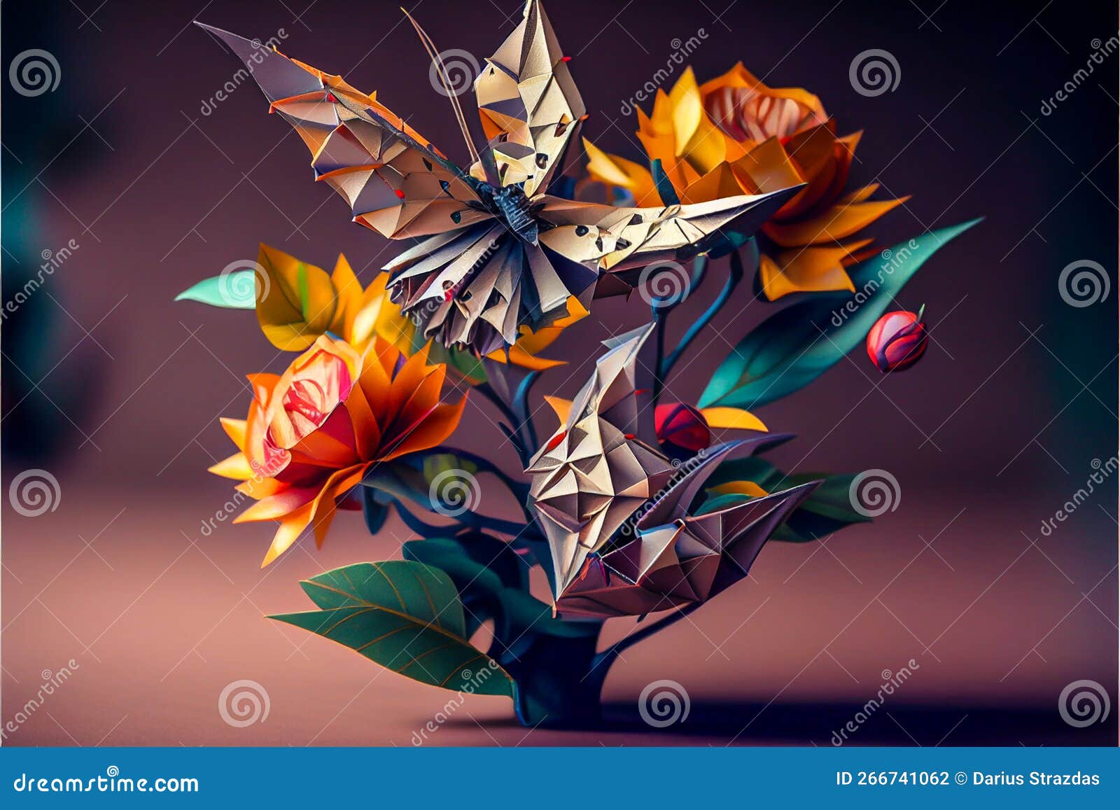 Paper Texture Origami Flowers Stock Illustration - Illustration of ...