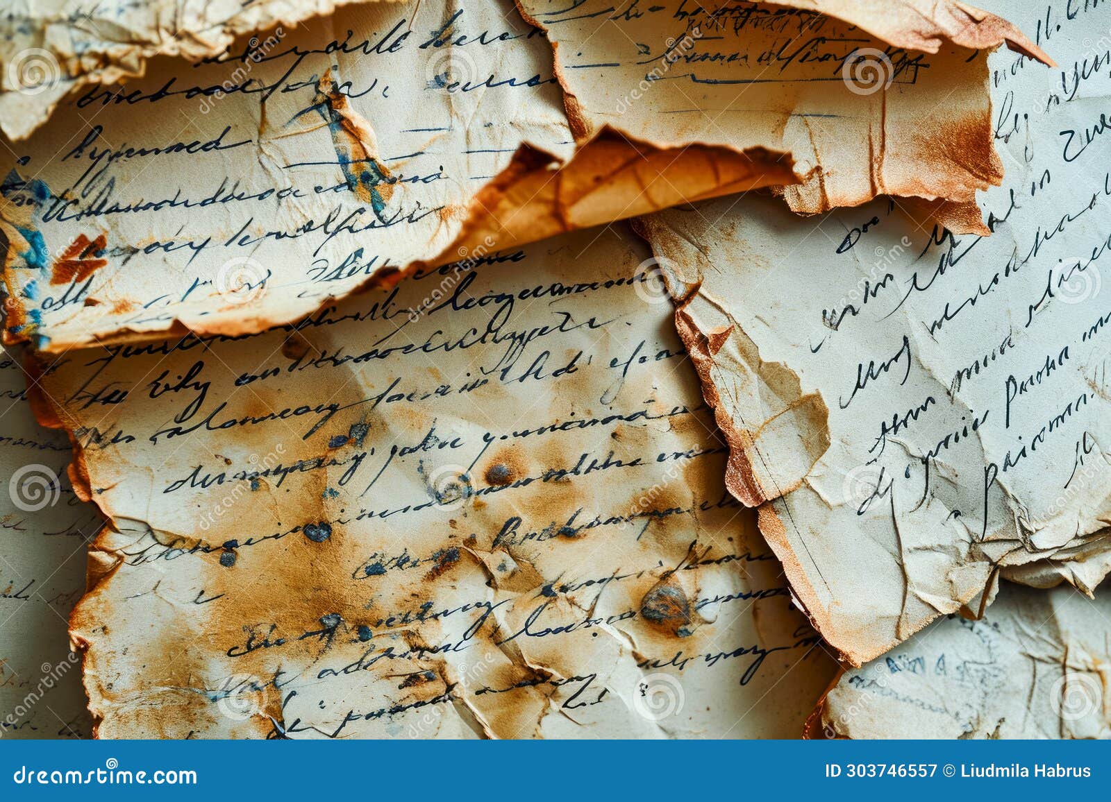 Paper Texture with Torn Edges and Writing Stock Image - Image of ...