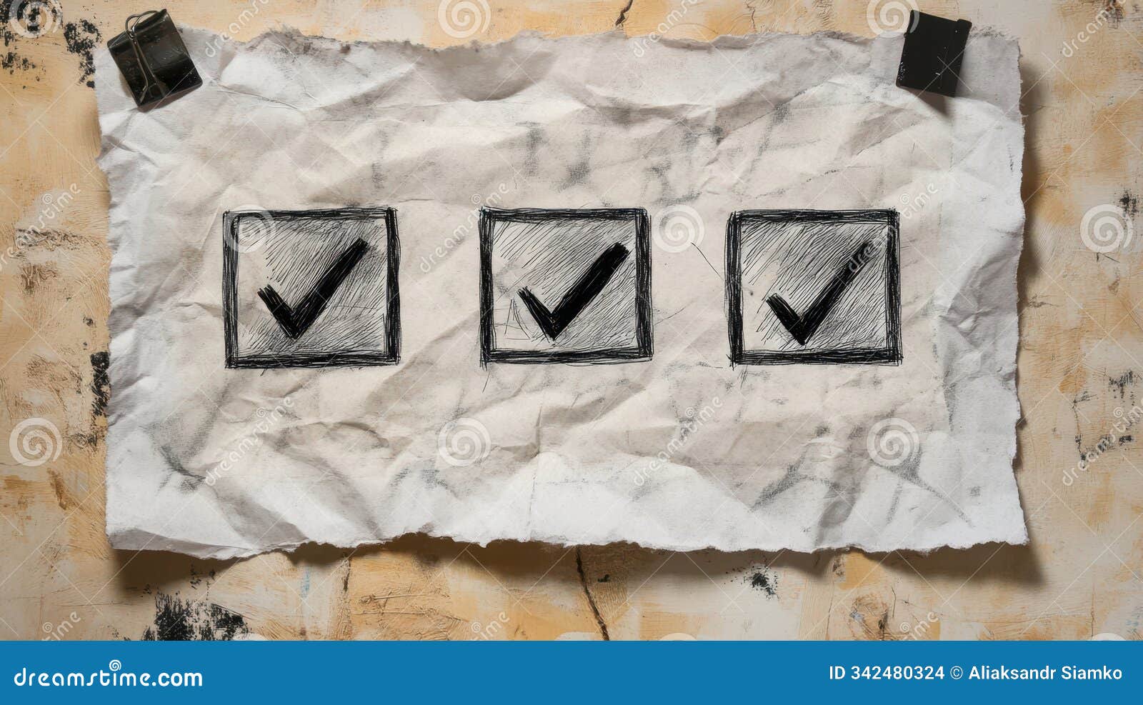 Paper with Three Check Boxes Sketched on Surface Stock Illustration ...