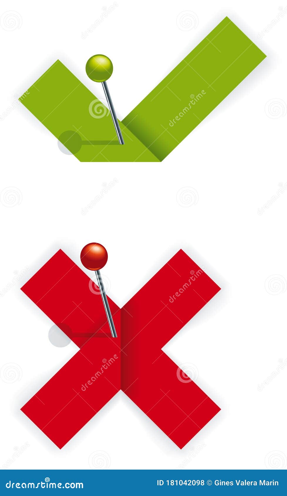 Paper Tick and Cross Symbols with Shadows Effect Stock Illustration ...