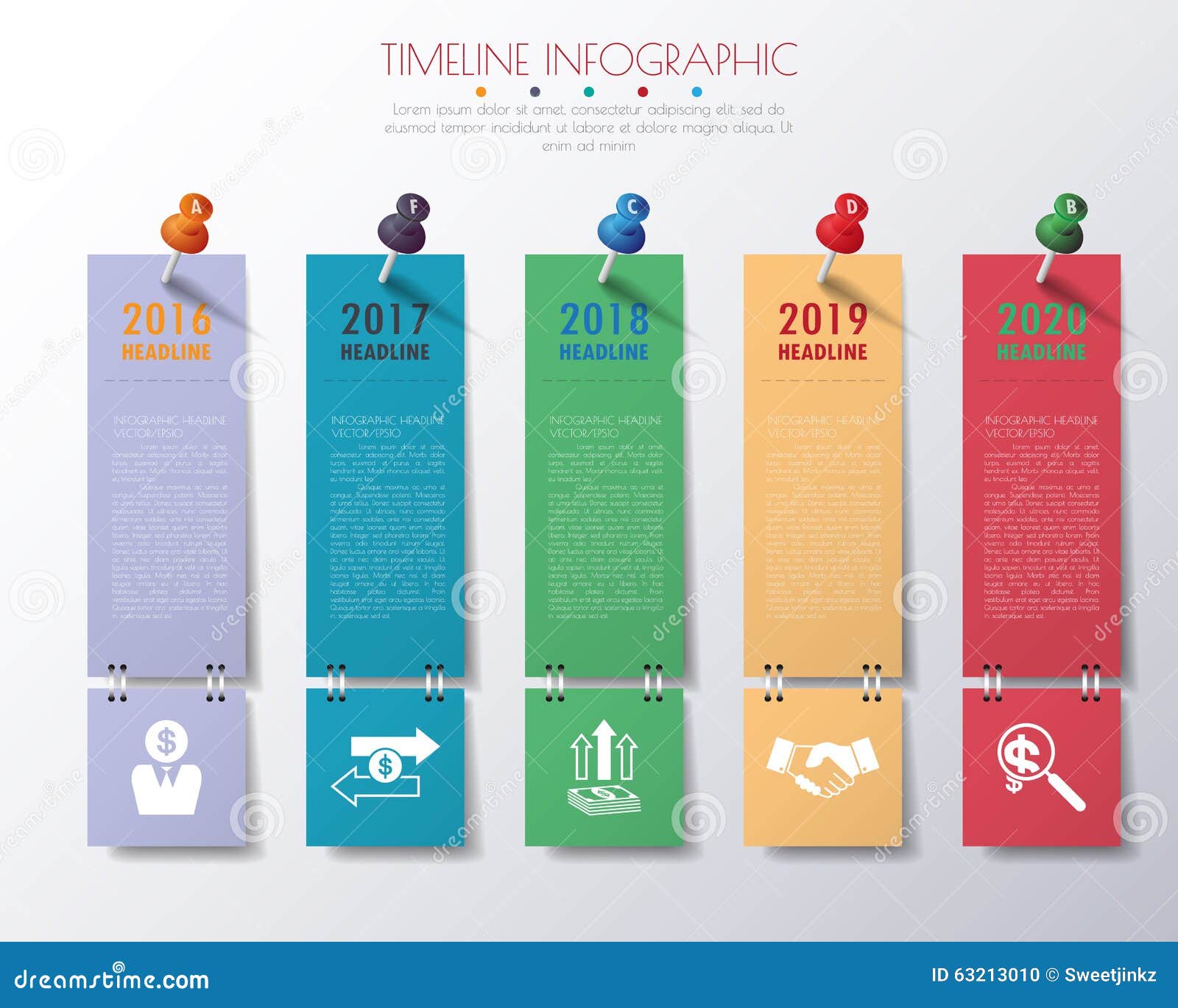 Paper Timeline Infographics with Icons Set. Stock Vector - Illustration ...