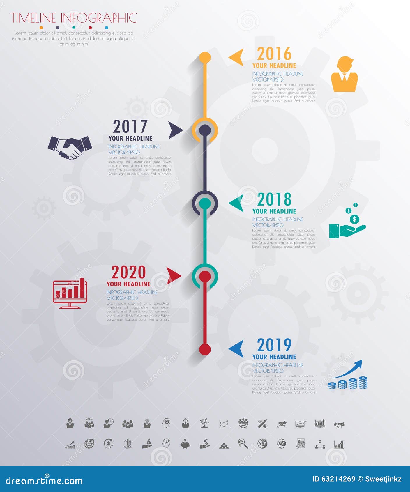 Paper Timeline Infographics Cartoon Vector | CartoonDealer.com #214584469