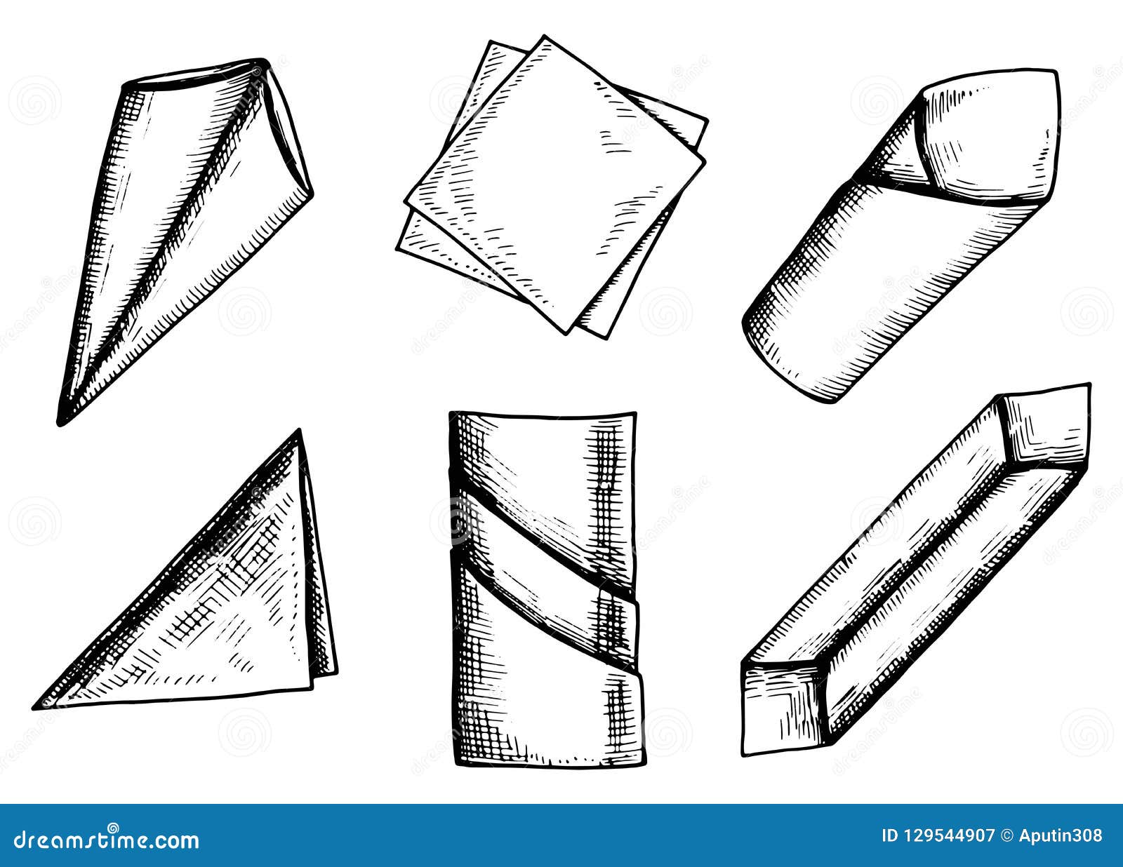 Paper and Tissue Table Napkins Icon Set. Isolated Objects Stock Vector ...