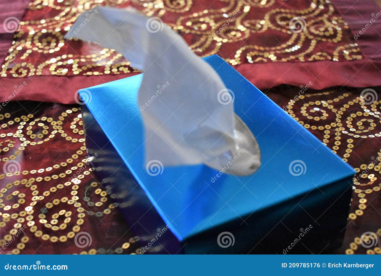 Paper Tissues in a Blue Box Stock Photo - Image of oriental, pulling ...
