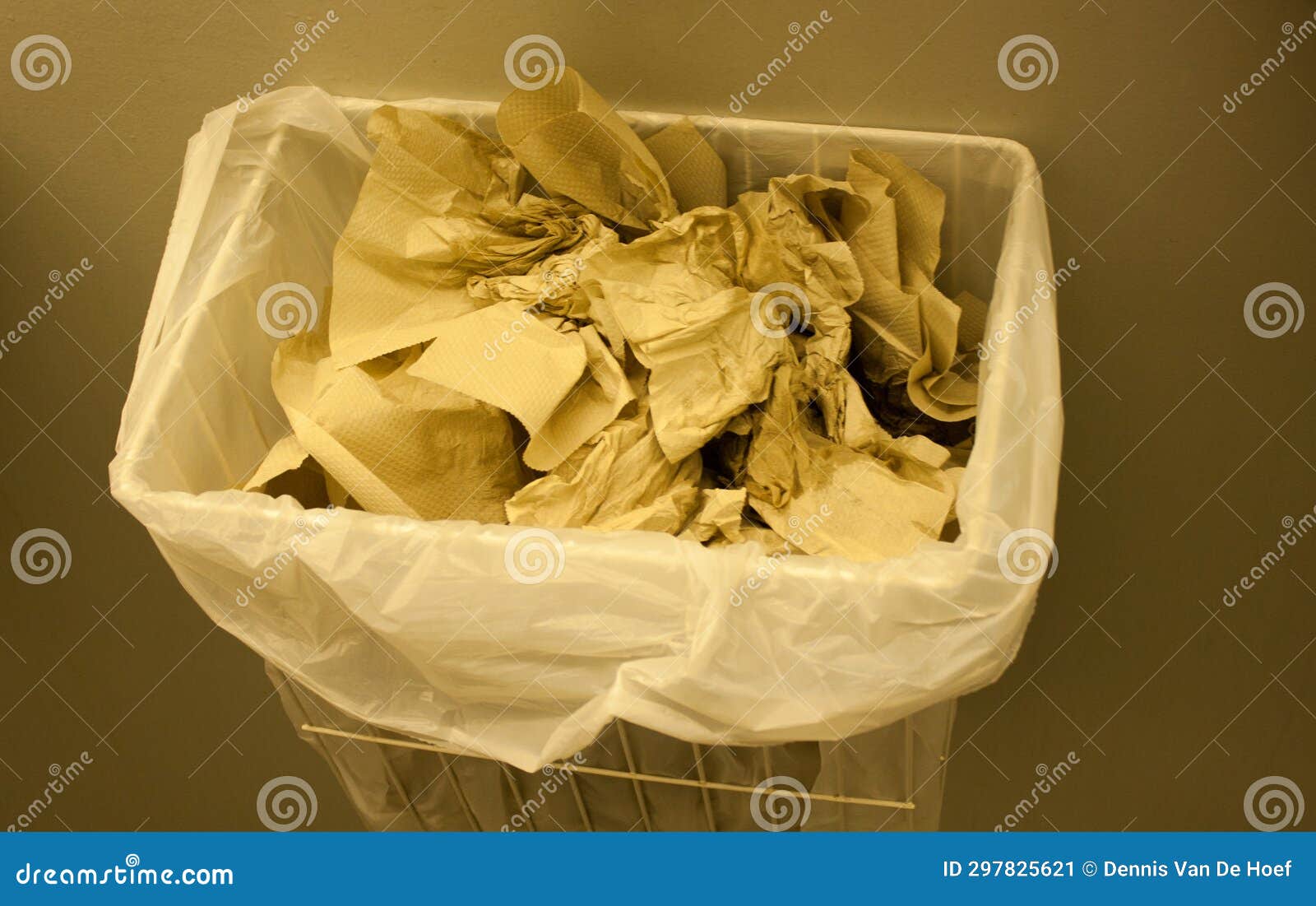 Paper towels in a trashcan stock image. Image of dirty - 297825621