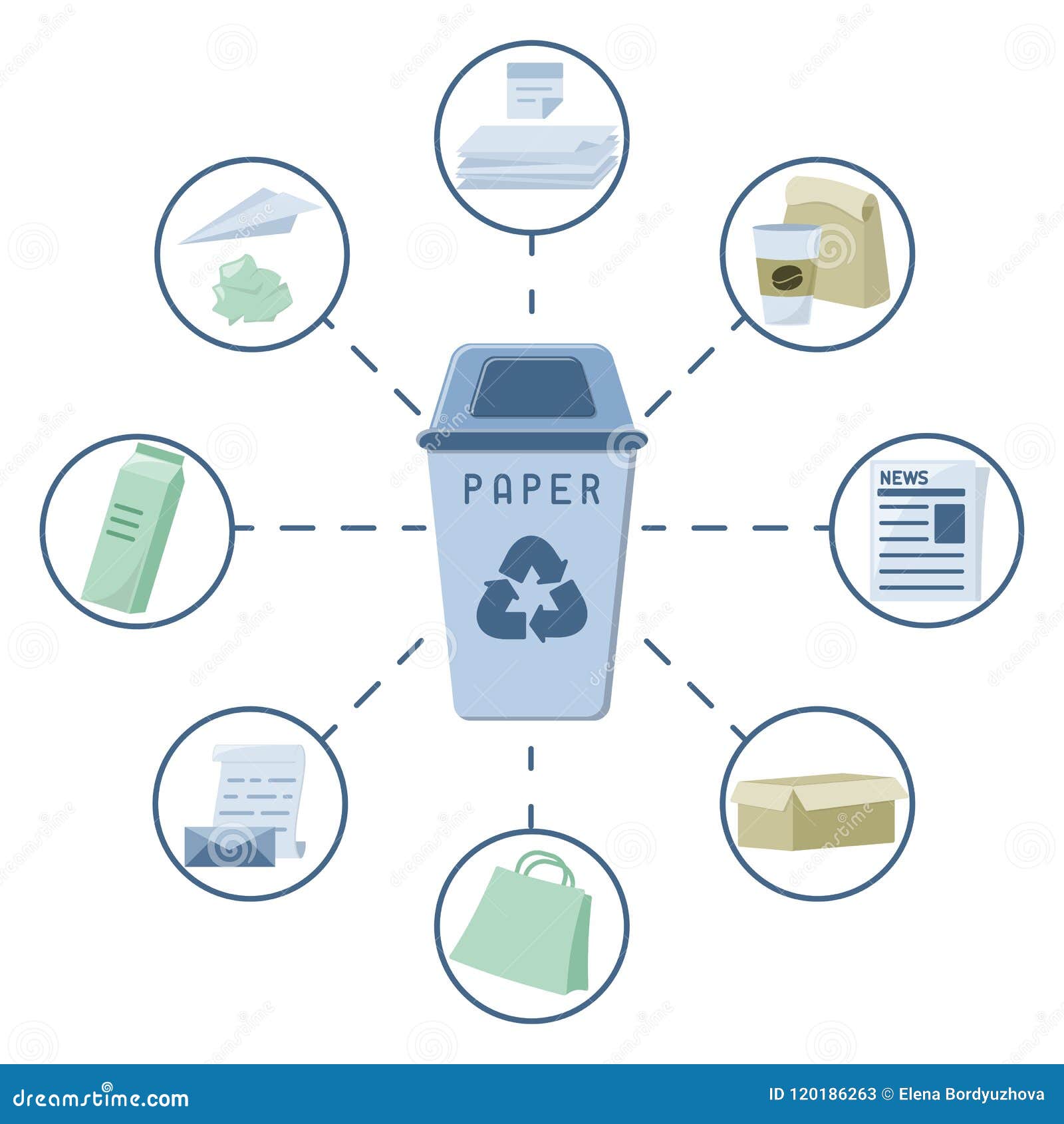 Paper Trash Recycling Icons Stock Vector - Illustration of recycling ...