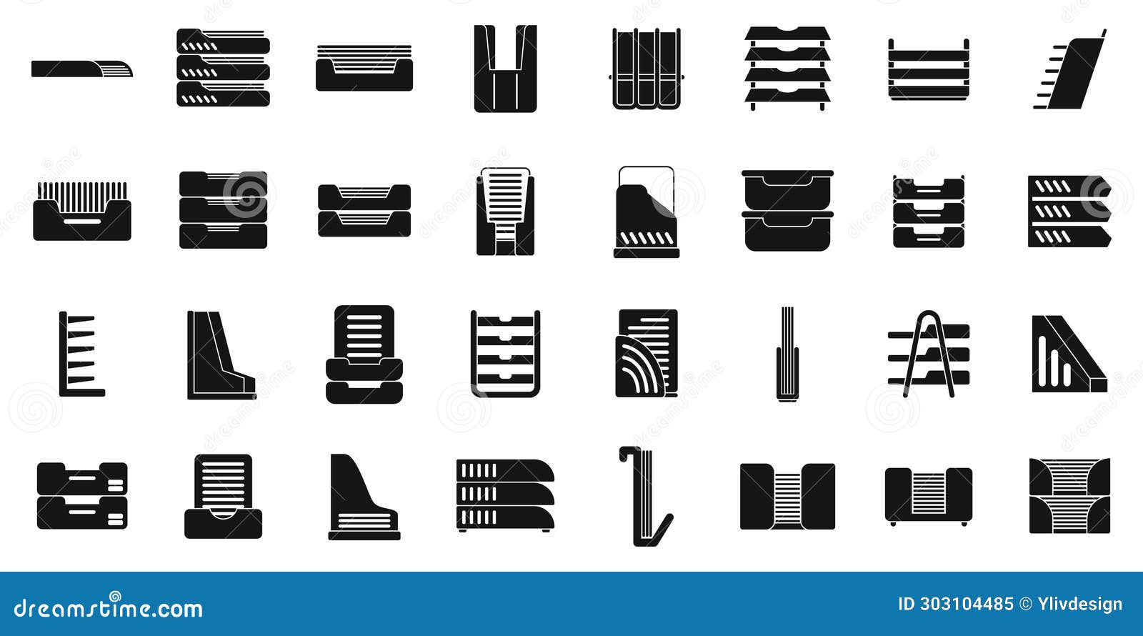 Paper Tray Icons Set Simple Vector. Office Rack Storage Stock Vector ...
