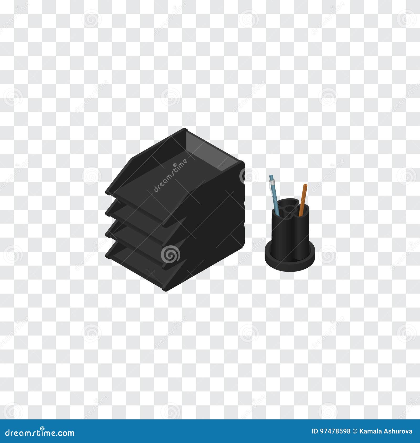 Paper Tray Isometric. Desk File Rack Vector Element Can Be Used for ...