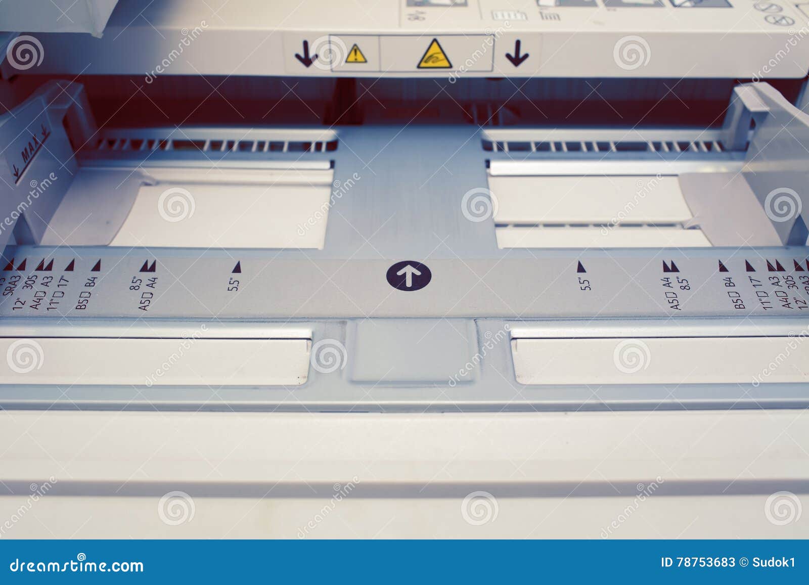 Paper tray in the printer stock image. Image of press - 78753683