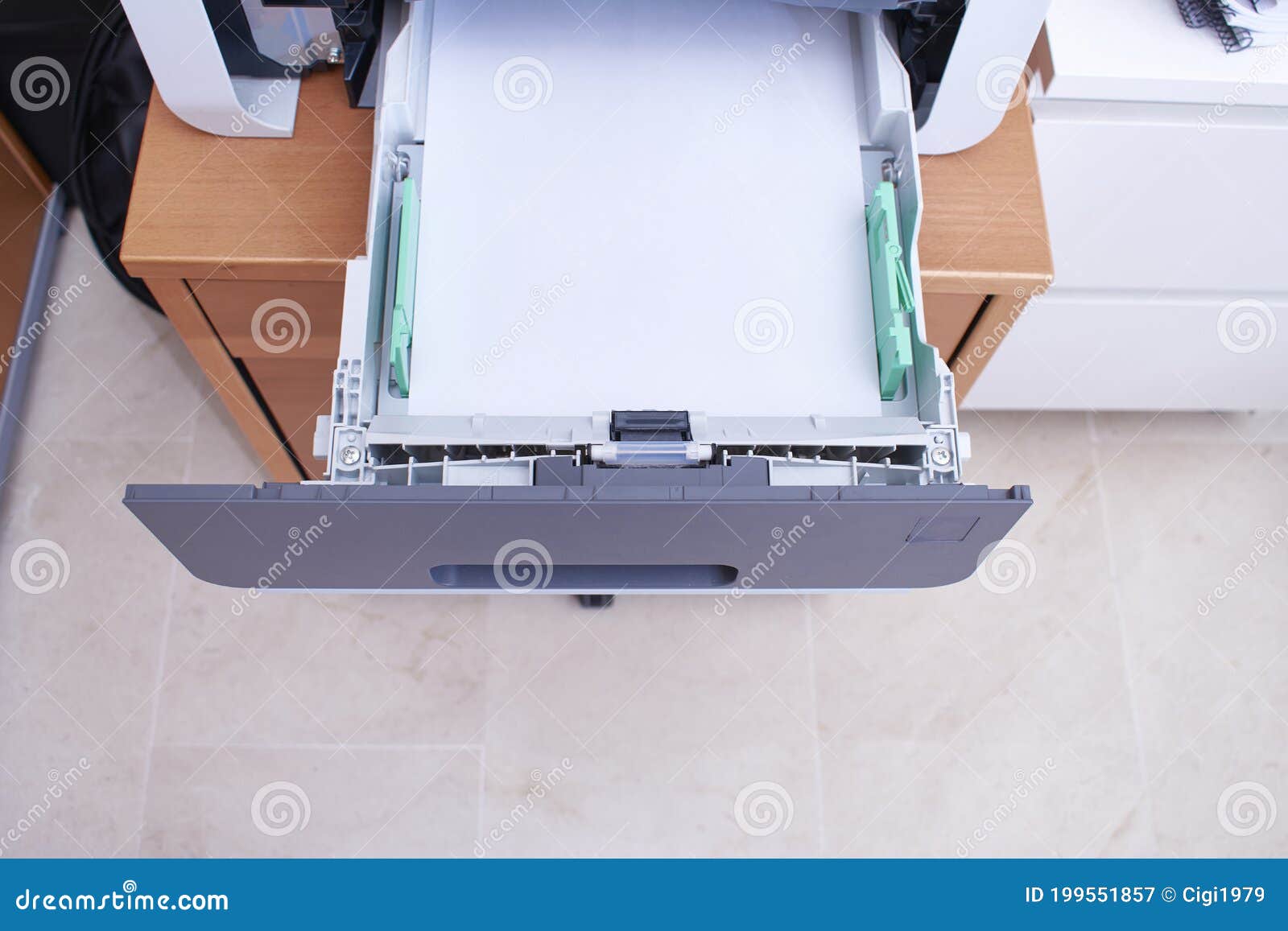 Paper Tray of a Printer in an Office Stock Image - Image of arrangement ...