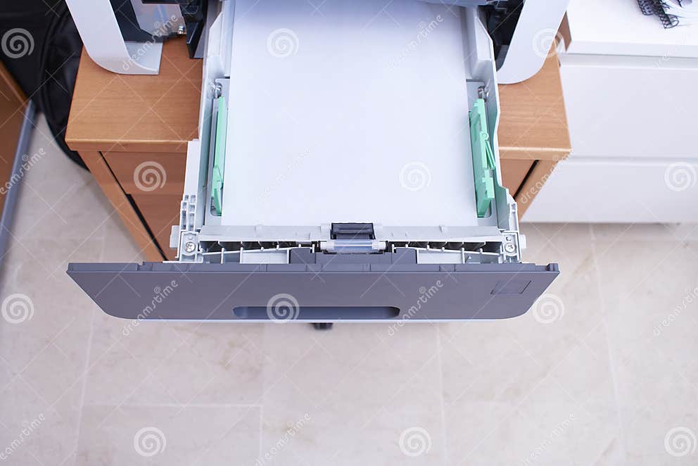 Paper Tray of a Printer in an Office Stock Image - Image of arrangement ...