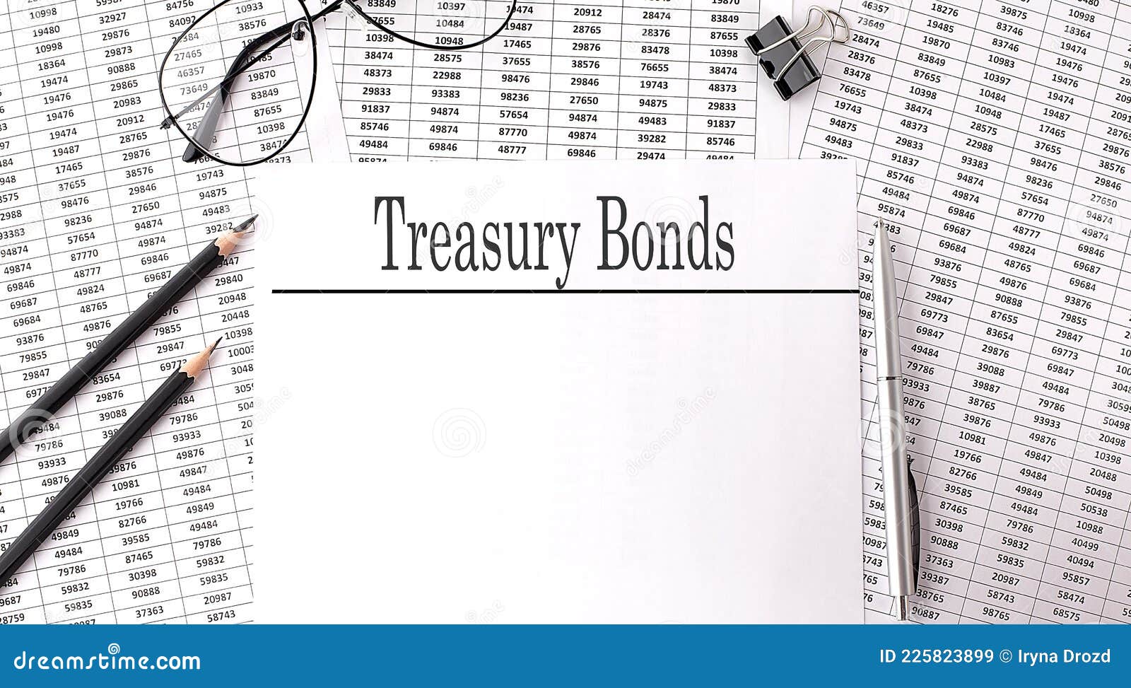 Paper with Treasury Bonds on a Table Stock Image - Image of office ...