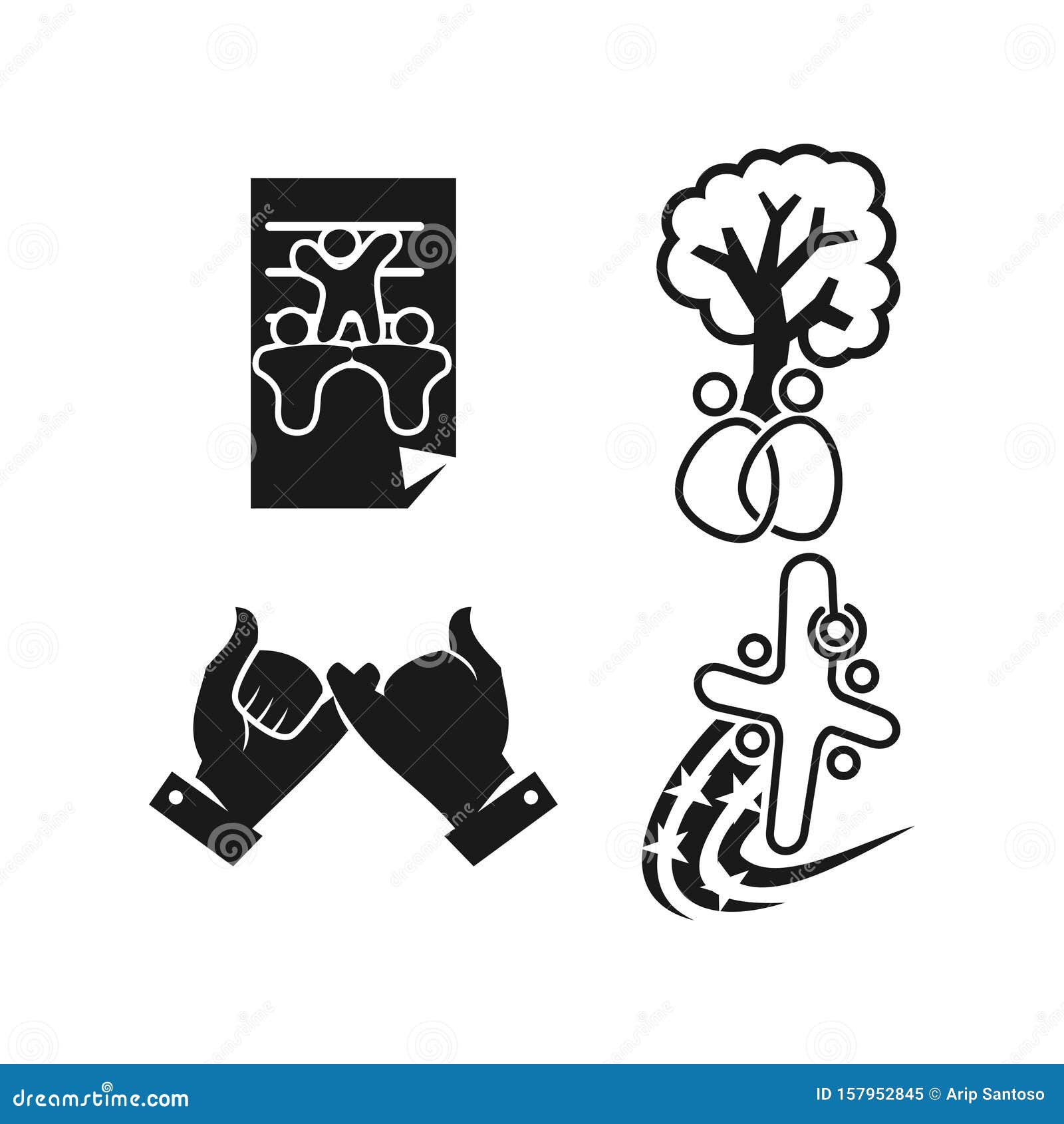 Paper Tree Hand Commitment Teamwork Together Black Logo Stock Vector ...