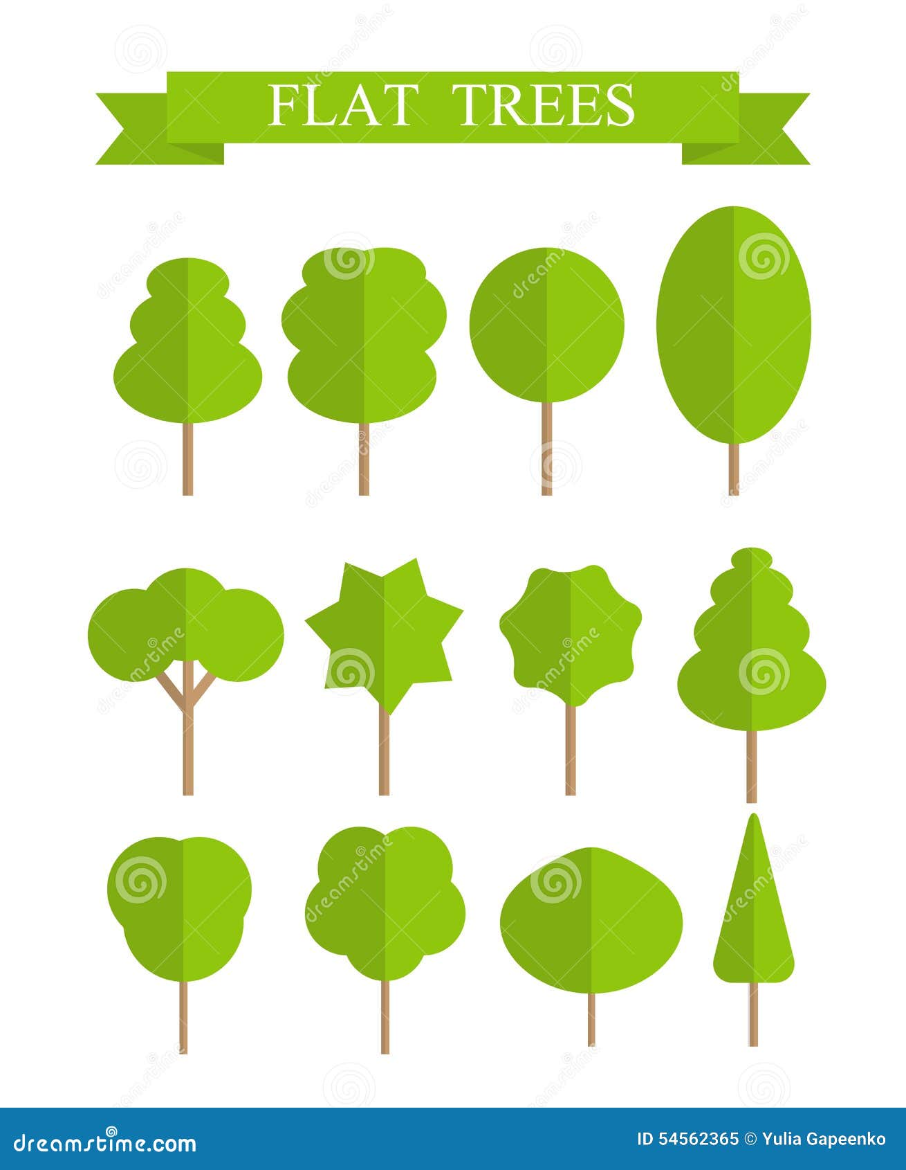 Paper Trendy Flat Trees Set Vector Illustration Stock Vector ...