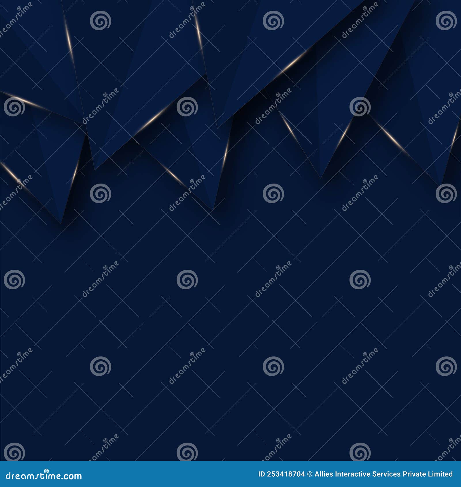 Paper Triangle Elements with Golden Edges Against Blue Stock ...