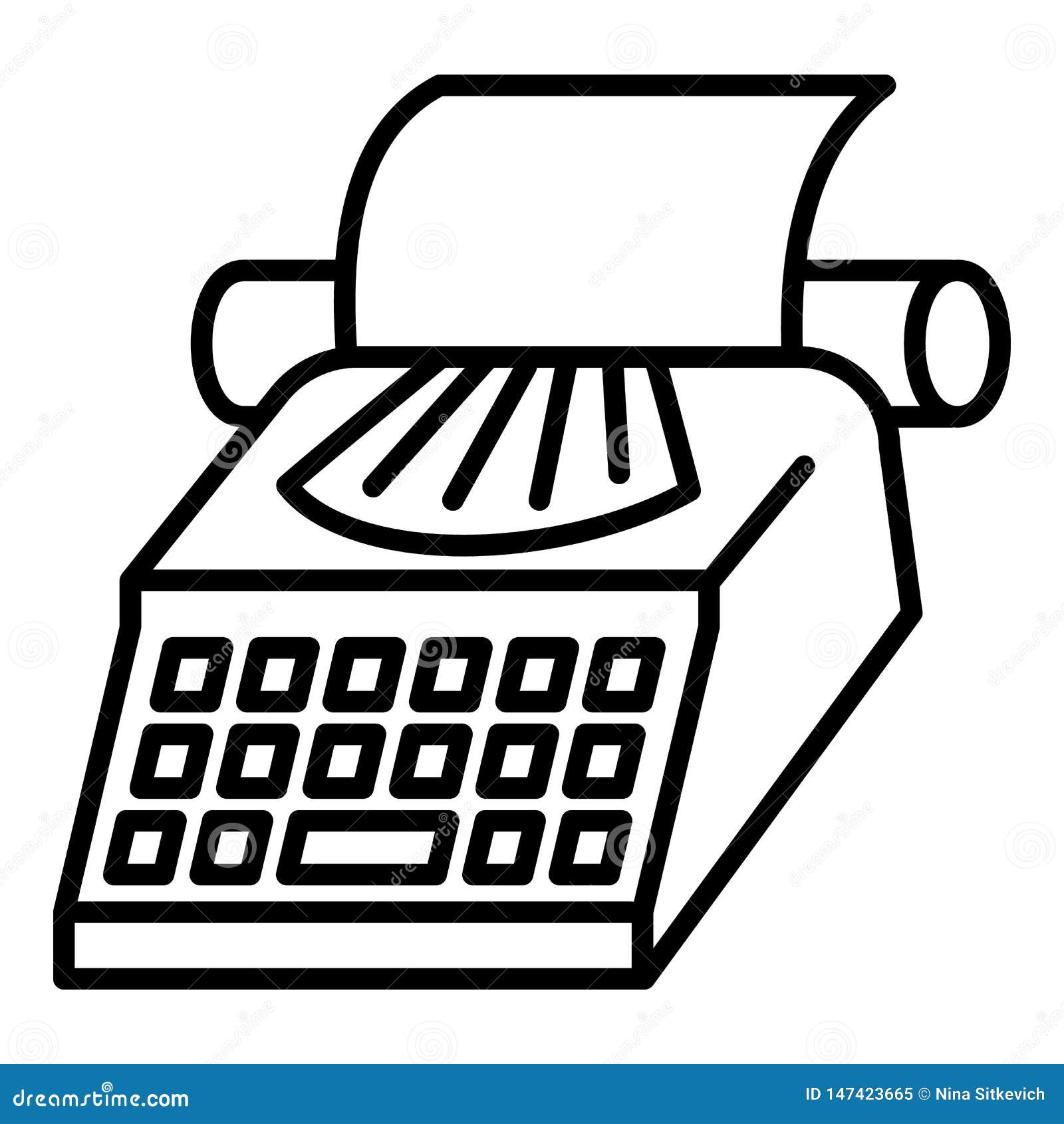 Paper Typewriter Icon, Outline Style Stock Vector - Illustration of ...