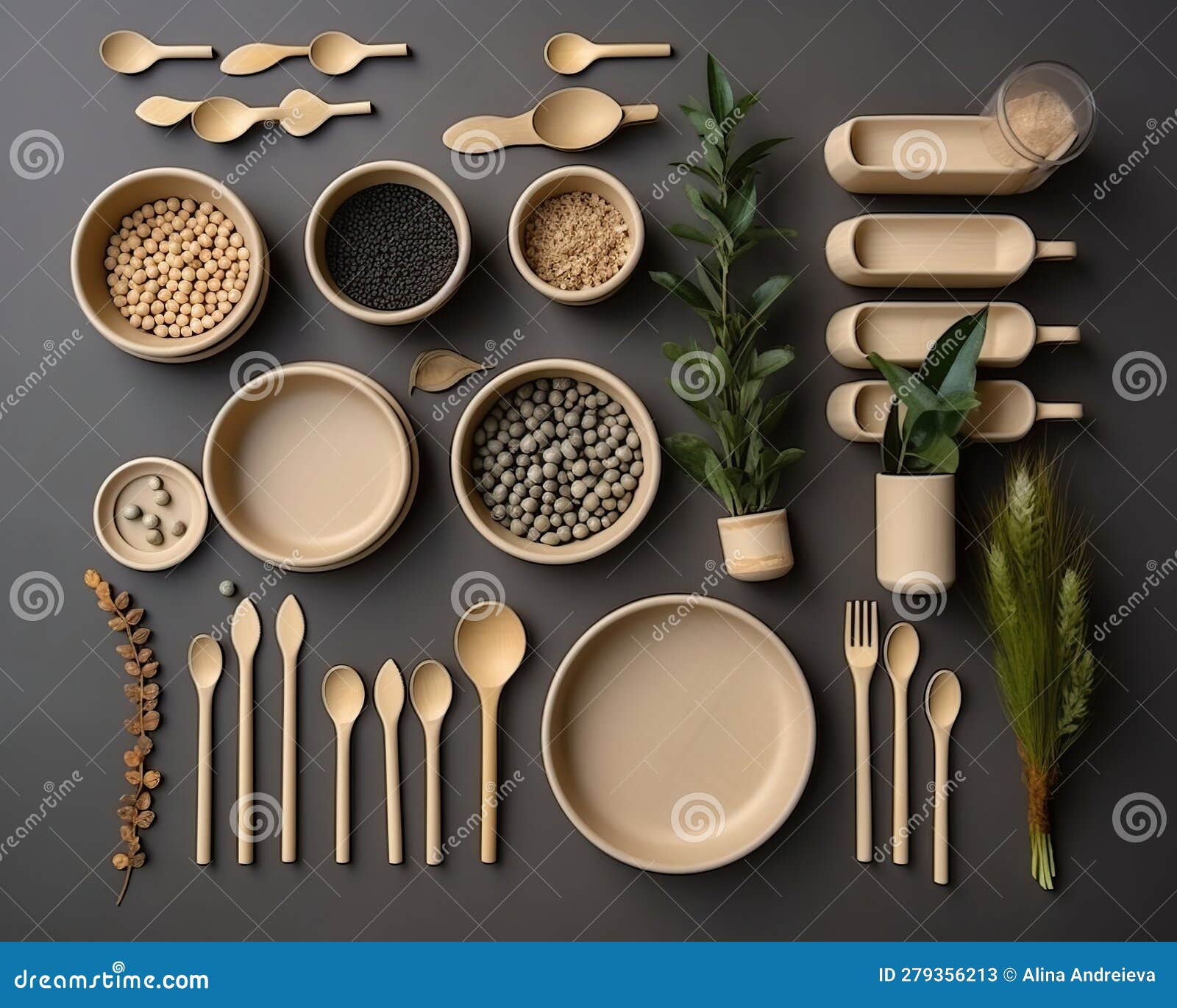 Paper Utensils and Cutlery. Zero Waste Packaging Concept Stock ...