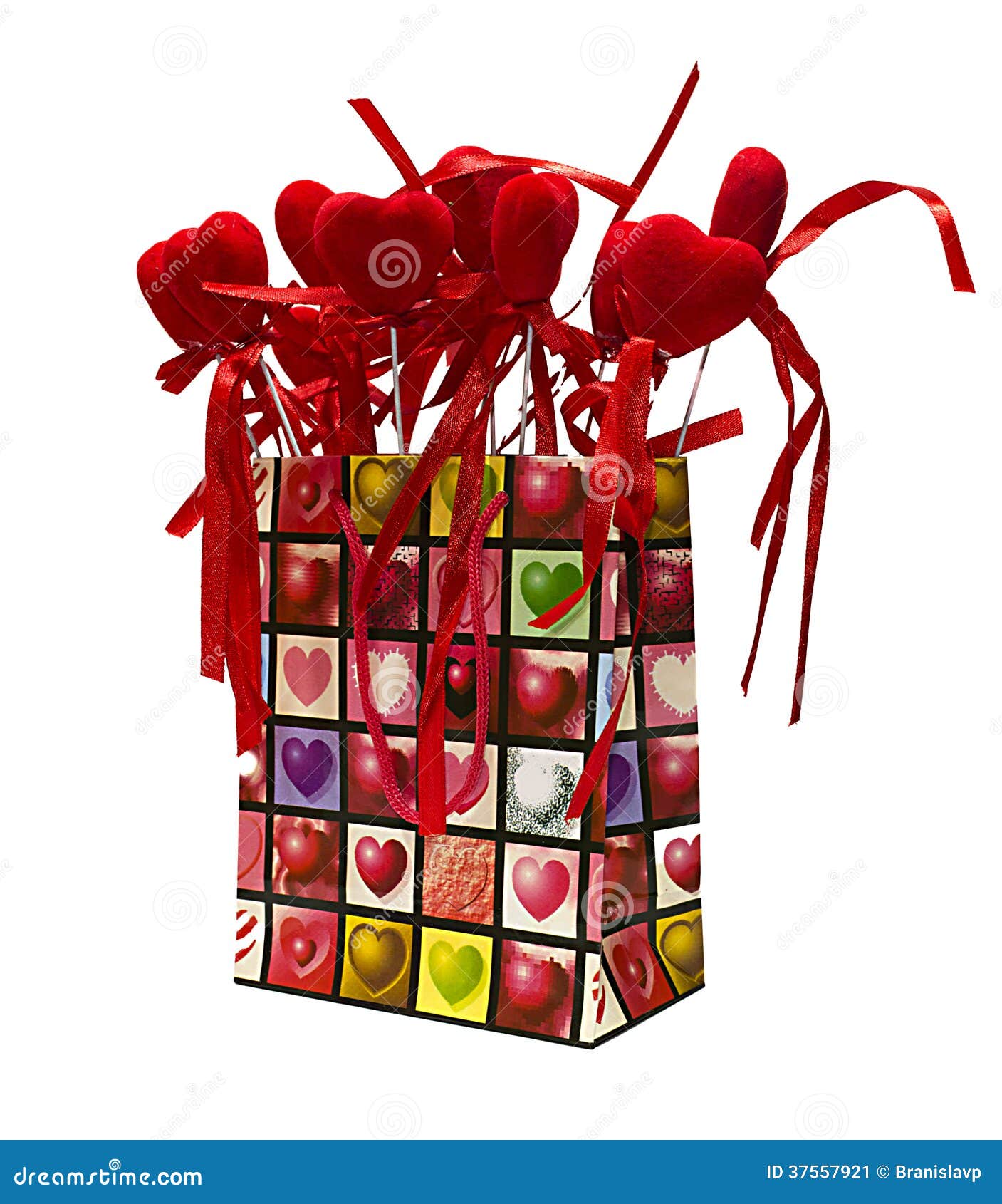 Paper Valentines gift bag stock illustration. Illustration of present ...