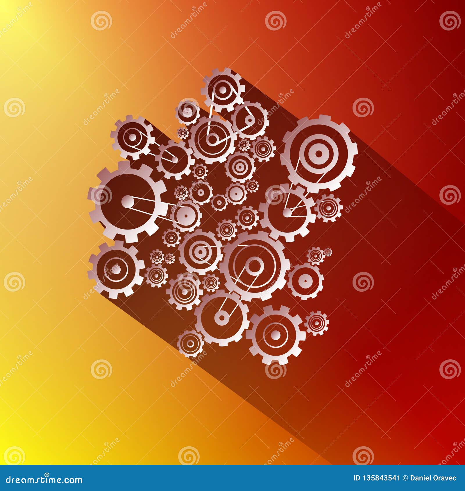 Paper Vector Cogs. Gears on Red and Background Stock Vector ...
