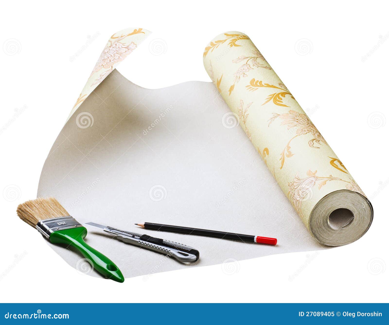 Paper Wallpaper and Tools for Sticking Stock Image - Image of ...